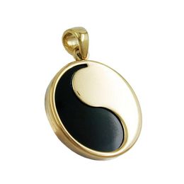 Gallay Kettenanhänger Anhänger Yin Yang 16mm mit Onyx 9Kt GOLD