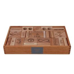 Woodenstory Spielbauklötze Love & Peace 72 Holzklötze XL natur Holzspielzeug