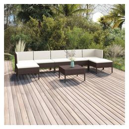 furnicato Garten-Essgruppe 8-tlg. Garten-Lounge-Set mit Auflagen Poly Rattan Braun