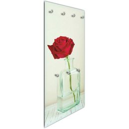 Wallario Wandgarderobe Rote Rose in Glasvase (1-teilig