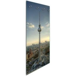 Wallario Wandgarderobe Fernsehturm Berlin mit Panoramablick über die Stadt (1-teilig