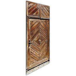 Wallario Wandgarderobe Alte Holztür mit diagonalem Muster (1-teilig