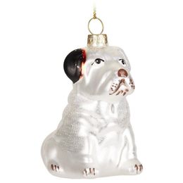 BRUBAKER Christbaumschmuck Englische Bulldogge Weiß mit Weihnachtsmütze (1-tlg)