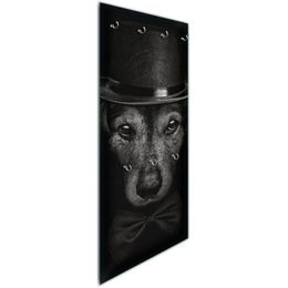 Wallario Wandgarderobe Eleganter Hund mit Zylinder in schwarz-weiß (1-teilig