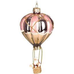 BRUBAKER Christbaumschmuck Weihnachtsmann im Heißluftballon Rosa Gold (1-tlg)