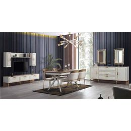 JVmoebel Wohnzimmer-Set, Esszimmer Garnitur Esstisch 4x Stuhl Kommode Gruppe Italy Tisch