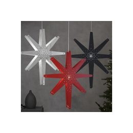 STAR TRADING LED Stern Holzstern Weihnachtsstern Leuchtstern hängend 60cm mit Kabel grau