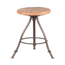 RINGO-Living Stuhl Hocker Ylva in Grau und Natur-hell aus Metall und Mangoholz 460x350mm
