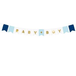 partydeco Girlande, Girlande Banner Baby Boy 15x160cm blau