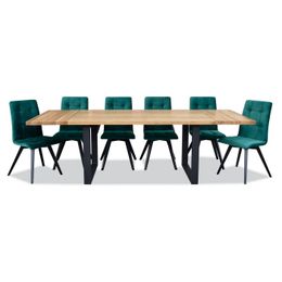JVmoebel Essgruppe, Esszimmer Design Möbel Stuhlgruppe Tisch + 6 Lehn Stühle 7 tlg. Set