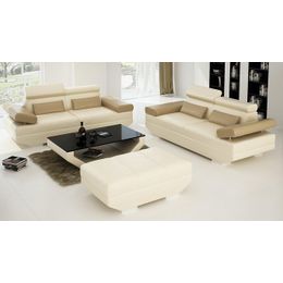 JVmoebel Sofa Moderne schwarz-weiße Sofagarnitur 3+3+Hocker luxus Möbel Neu