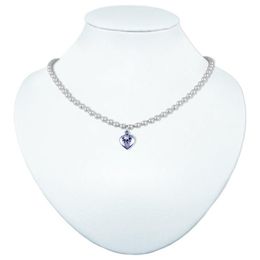 LUISIA® Perlenkette Halskette Luna mit Herz und Edelweiß
