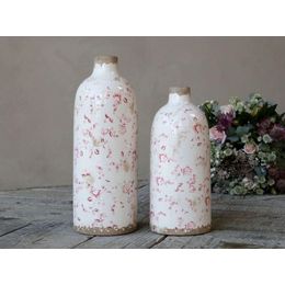 Chic Antique Dekovase Wunderschöne Flaschen Vase Cannes geblümt creme rosa antik H31