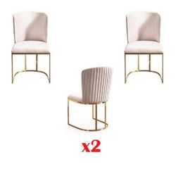 JVmoebel Esszimmerstuhl, Italienischer Stil Set Design Lehn Stühle Polster Sessel Gruppe 2x