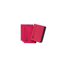 PAGNA Organisationsmappe Ordnungsmappe DIN A4 280g/m² Pressspankarton Farbe: rot Farbe des Fächerblocks: schwarz 12 Fächer