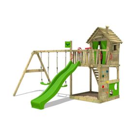 Fatmoose Spielturm Stelzenhaus HappyHome mit Schaukel & Rutsche und Spielhaus