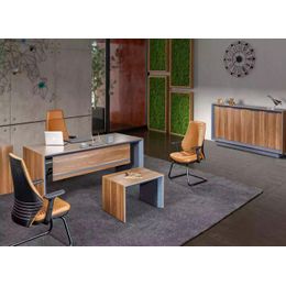 JVmoebel Schreibtisch Luxus Arbeitszimmer Holzmöbel Schreibtisch Couchtisch Sideboard (4-St.