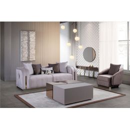 JVmoebel Sofa Designer Sofagarnitur 3 + 1 Sitzer Couchtisch Modern Textil Braun