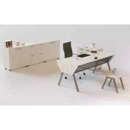 JVmoebel Schreibtisch Tisch Schreibtisch Aktenschrank Holz mit 2 Kommoden und Couchtisch (4-St.