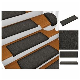 vidaXL Stufenmatte Teppich-Treppenstufen 15 Stk 65 x 25 cm Anthrazit