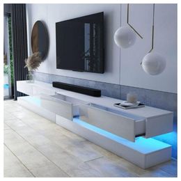 DB-Möbel Lowboard TV-Lowboard Space Double Weiß mit LED-Beleuchtung 2x140 cm breit