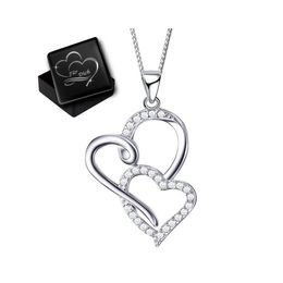 Limana Silberkette Damen Herzkette 925 Sterling Silber Herz Anhänger Kette Liebesgeschenk (inkl. Herz Gravur Geschenkdose)
