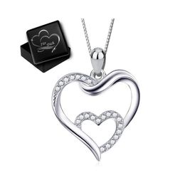 Limana Kette mit Anhänger Damen Herzkette 925 Sterling Silber Herz Silberkette (inkl. Herz Geschenkdose)