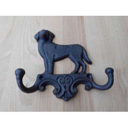 Deko-Impression Garderobenleiste Hakenleiste Hund mit 2 Eisenhaken WandhakenGusseisen Landhausstil (1 St)