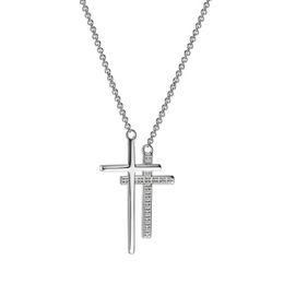 JEVELION Kreuzkette Doppel-Kreuz Anhänger 925 Silber + Kette (Silberkreuz