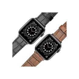 GOLDBLACK Smartwatch-Armband Apple Watch Armband 42-44 mm aus Echtleder mit Kroko Prägung