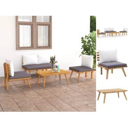 vidaXL Garten-Essgruppe 4-tlg Garten Lounge Set mit Auflagen Massivholz Akazie Loungemöbel