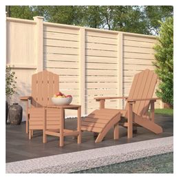 furnicato Gartenstuhl Adirondack-Gartenstühle mit Hocker & Tisch HDPE Braun