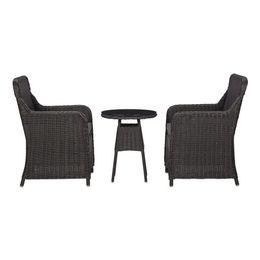 furnicato Gartenstuhl 3-tlg. Garten-Bistro-Set mit Auflagen Poly Rattan Schwarz