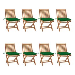 furnicato Gartenstuhl Klappbare Gartenstühle mit Kissen 8 Stk. Massivholz Teak