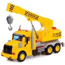 Polesie Spielzeug-Kran Kranwagen LKW PROFI gelb Schwungrad Licht Sound