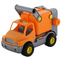 WADER QUALITY TOYS Spielzeug-Müllwagen ConsTruck Müllauto mit Mülltonne LKW orange