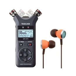 TASCAM DR-07X Audio-Recorder Digitales Aufnahmegerät (mit Audiofly Ohrhörer)