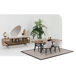 JVmoebel Esszimmer-Set Design Esszimmer Set Tisch 4x Stühle Anrichte Spiegel