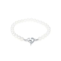 Elli Perlenarmband Herz Perle Kristalle Silber