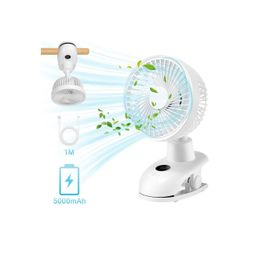 Nettlife Mini USB-Ventilator mit Akku Leise Tischventilator USB: 4 Geschwindigkeiten & 90° Drehung