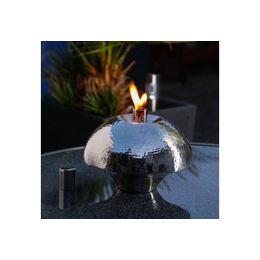 MARELIDA Feuerschale Tischfackel Gartenfackel Ölllampe 23cm f. Lampenöl Edelstahl gehämmert