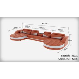 JVmoebel Ecksofa, Leder Sofa Moderne Couch Polster Wohnlandschaft + Tisch Couchen Sitz