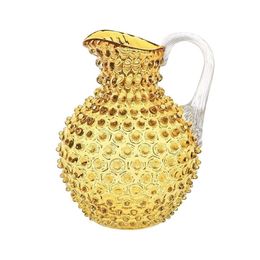 KLIMCHI Wasserkrug für 2 Liter; Hobnail Krug aus mundgeblasenem Glas mit Nuppenstruktur