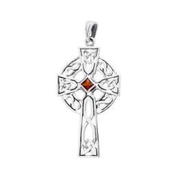 HOPLO Kreuzanhänger Kreuz Celtic mit Granatstein Schmuck Anhänger Silber Kreuze 53x25mm