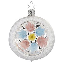 Inge Glas INGE-GLAS® Weihnachtsbaumkugel Reflexkugel Blüte gelb/weiß (1 St)