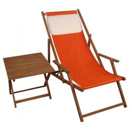ERST-HOLZ Gartenliege Gartenliege Liegestuhl terracotta Tisch Kissen Strandstuhl Sonnenliege