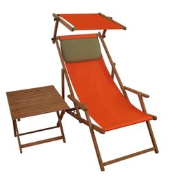ERST-HOLZ Gartenliege Liegestuhl terracotta Gartenstuhl Tisch Sonnendach Kissen Deckchair