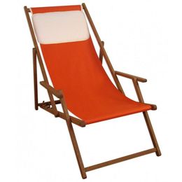 ERST-HOLZ Gartenliege Strandstuhl terracotta Gartenstuhl Sonnenliege Deckchair Buche Kissen