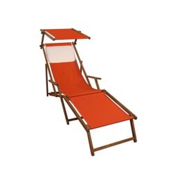 ERST-HOLZ Gartenliege Liegestuhl Stoff terracotta Sonnenliege Deckchair Kissen Sonnendach