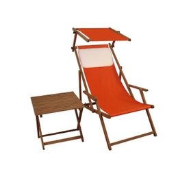 ERST-HOLZ Gartenliege Liegestuhl terracotta Gartenstuhl Tisch Sonnendach Kissen Deckchair